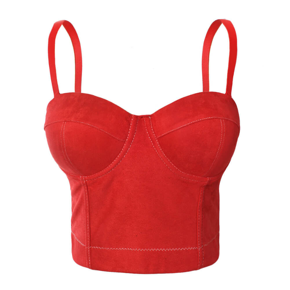 Women's Faux Suede Leather Corset Bustier Crop Top Vest Free Shipping ...